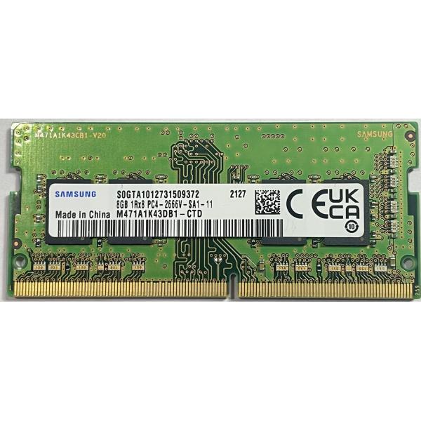 中古 SAMSUNG 1R×8 PC4 2666V 8GB DDR4 SO-DIMMM471A1K43DB1-CTDノートＰＣ、一体型ＰＣ等でお使いいただけます。購入前に使用予定の機種が対応しているかどうか今一度お確かめください。ロットはラ...