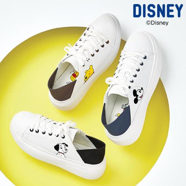 かかとが踏めて、脱ぎ履きラクラク2WAYヒモ靴シューズ！約4.0cmの厚底ソールでおしゃれなちょっと厚底シューズインソールにもキャラクターたちの大きなプリントがあってかわいさUP！かかと部分は配色カラーでアクセントに！【アンファミエオリジナ...