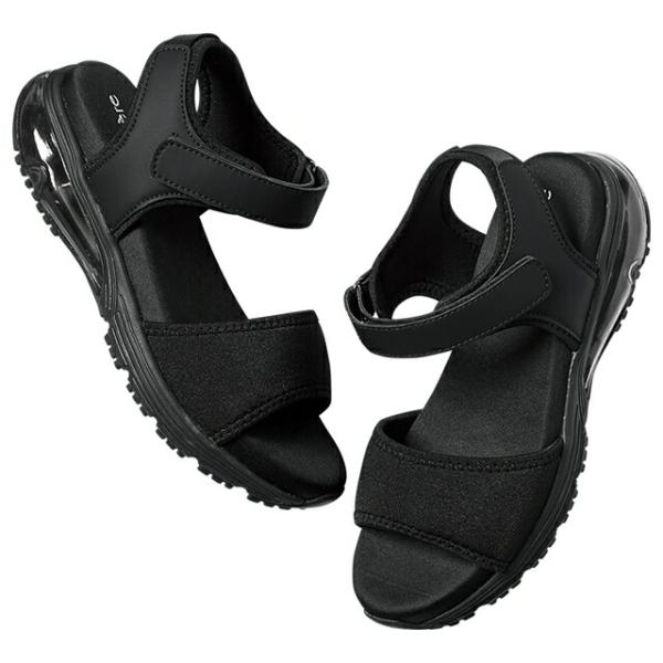 エアーソールで衝撃を吸収し、疲労軽減に！伸縮性のあるアッパーを使用しており、幅広さんにもおすすめです！クッション入りで足裏が痛くなりにくく、サラッとした素材の中敷きを使用。アンクルベルト仕様なので、動きが多い方も安心して履けます。面ファスナ...