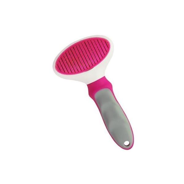 肌にやさしいソフトタイプで、ブラシ部分はサビに強いステンレス製。握りやすく疲れにくい抗菌剤入り特殊ラバースーパーグリップ。セルフクリーニング機能でブラシにからまった抜け毛は背面ボタンを押して簡単に除去できます。<br>●こちらの...