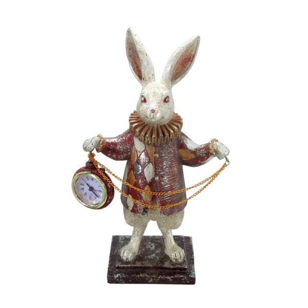 懐中時計を持つウサギをモチーフにした置時計です。まるで絵本から飛び出してきたかのようなメルヘンな雰囲気がとっても素敵ですね♪お部屋のインテリアはもちろん、ギフトにもオススメです。<br>●こちらの商品は、北海道・沖縄・離島への配...