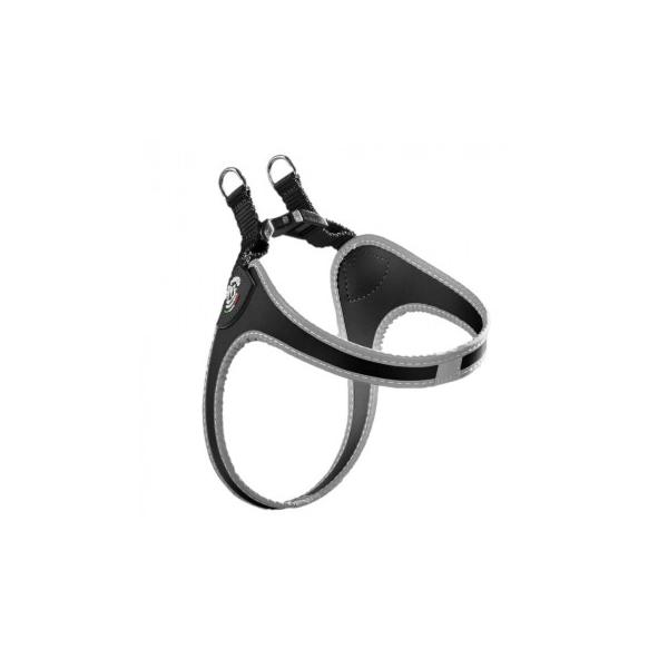 小型犬用に設計されたハーネスです。背中のバックルは簡単に着脱可能で、毎日の散歩やドッグラン、アジリティーなどの運動をする際に動きを妨げないシンプルな設計です。縁に光を反射するリフレクト素材を使用しているので夜間のウォーキングにも最適です。素...