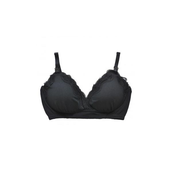 身生地はストレッチ性のある素材で、リブ調の針抜きベア天竺を使用しています。モールドカップを採用しているのでTシャツを着てもすっきりシルエット。本体と一体型のモールドカップは、授乳後や洗濯後にカップ形状を戻しやすいと好評です。カップ内側に縫い...