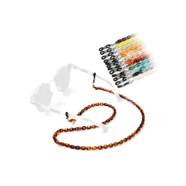 お洒落に、便利に、大人気メガネチェーン♪宝石のようなカラフルで大きな鎖を使用した「ジェム・チェーン」が登場！マーブルカラーを含めた全１２カラー！ファッションに合わせてコーディネイトできます♪大きな鎖がとってもかわいいですがアクリル製なので軽...