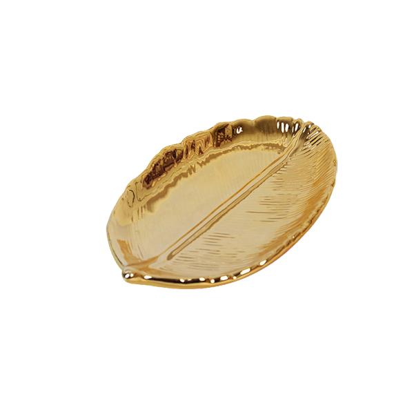 ゴールドリーフ トレーお店のレジの小銭置き、ピアスやリングなどのアクセサリー置きに♪ゴージャスでリッチな雰囲気でコスパ抜群！お洒落空間に必須アイテム♪陶器製