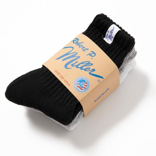 Robert P. Miller定番の３Ｐセットのソックスです。パイル編みでクッション性のある生地なので履き心地抜群です。3色アソートのセットです。素材：ポリエステル・綿・ポリウレタンサイズ：23-25cmレディースインスタグラム　http...