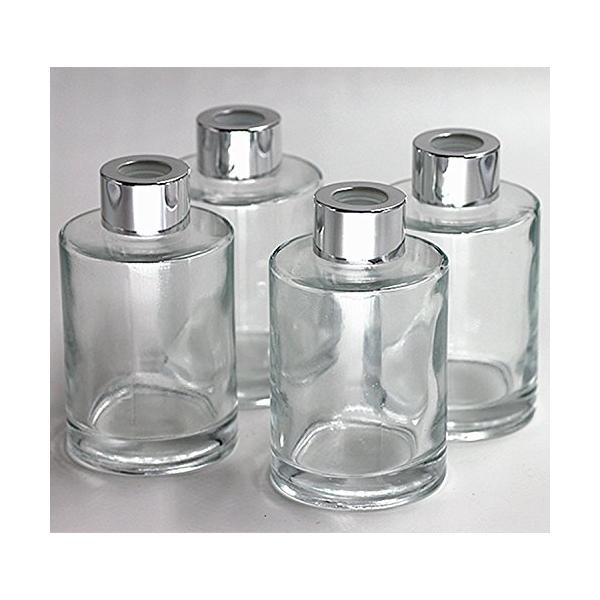 綺麗、清潔、堅固なガラスディフューザーボトル 4本セット、蓋付き、スティックなし 使用場所：通常玄関、化粧室、寝室、事務所、会社、美容室 使用方法：お好きなアロマオイルをボトルに入れて、スティックを挿して、香りを発散する サイズ：120ML...