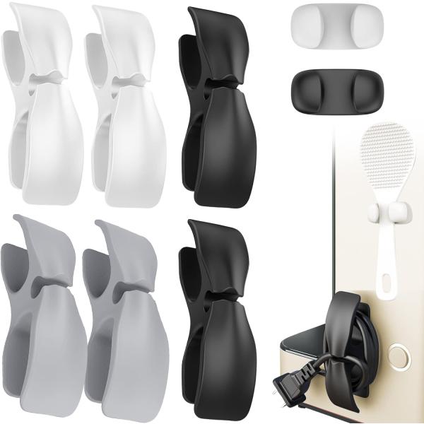 【セット内容】ケーブルクリップ 6個入り（黒*2、白*2、グレー*2）、しゃもじ立て 2個入り（黒*1、白*1）【2023年新品改良品】以前の製品と比較して、最新のデザインはケーブル収納スペースを増やし、様々なケーブルを5〜6回巻き上げるこ...