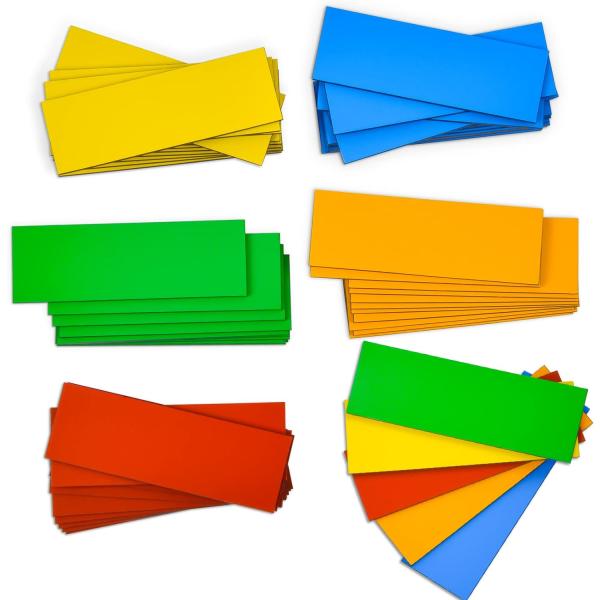 【商品の内容】マグネットシート60枚（5色、各色12枚ずつ）1枚あたり1.5mm厚。サイズ：6 x 2 cm。５色は黄、青、緑、オレンジ、赤です。カラフルマグネットラベル 5色のカラー、オシャレで可愛いです。【耐久性と高品質】MAGXCEN...