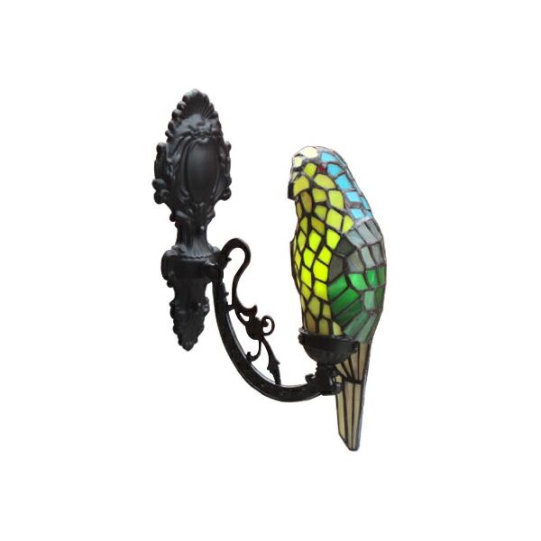 カラフルで可愛らしいオウム型ステンドグラスのウォールランプです。【関連ワード】壁付け/ブラケットランプ/鳥型/おしゃれ/インテリア