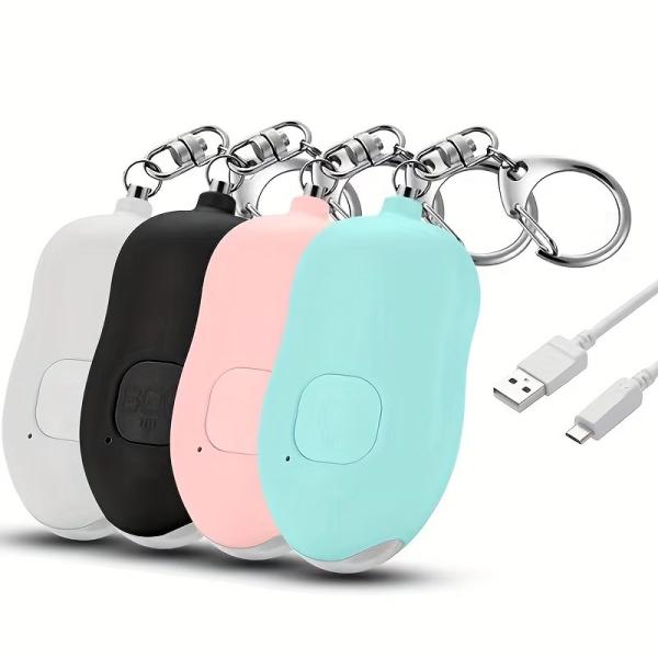 充電式パーソナルアラーム 130DB 女性 高齢者向け 防犯アラーム 充電式LEDライト付き キーチェーン式