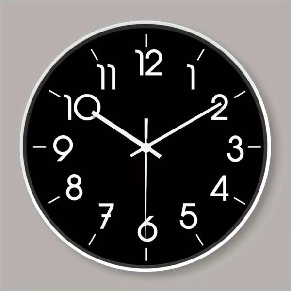 1個8インチ 20cm x 20cm 小型時計 壁掛け時計、ブラックシンプルデザイン 壁掛け時計、静音時計、リビングルーム ベッドルーム用、部屋の装飾、家の装飾、キッチン、オフィス装飾、イースター 新年 春の装飾 単3電池（別売り）