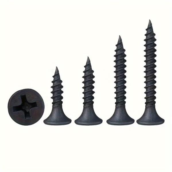 50個/箱 6種類 ブラック 高強度 M3.5 皿頭 セルフタッピングネジ クロスフラットヘッド 石膏ボードネジ 軽量鋼キール 木工用セルフタッピングネジ 1.6cm/2.01cm/2.54cm/3.0cm/3.51cm/3.99cm/5....