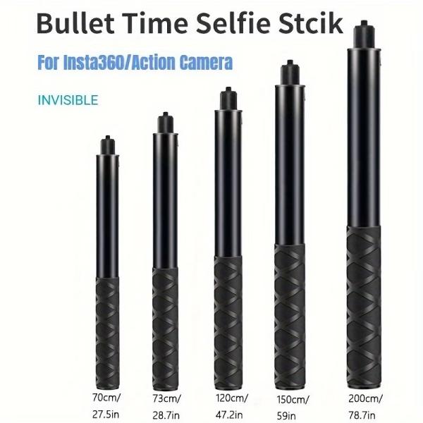 バレットタイム セルフィースティック Insta360 X4 DJI Poet 3 Gopro対応 汎用アルミニウム合金 伸縮式ポール アクションカメラ用