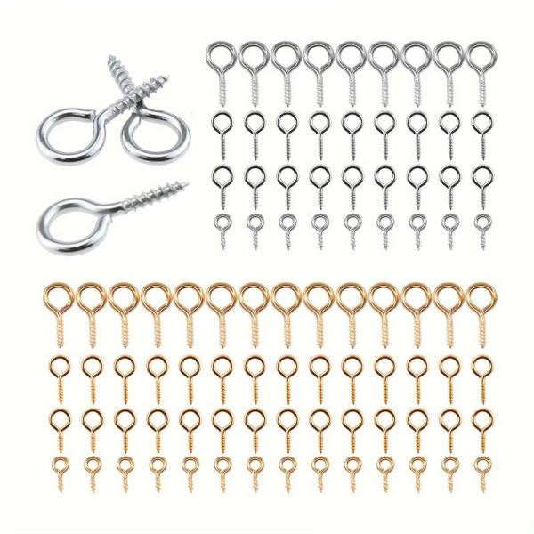 ゴールデン＆シルバーメタルアイネイル 自己タッピングネジ ジュエリー・ペンダント・クラフトDIY用 200/300/400/500個