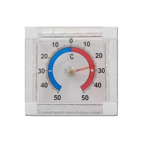 JUEMEL自己粘着式 -50°C〜50°C 丸型/四角型 高精度温度計、屋内/屋外用 高級温度計湿度計、窓/屋内/屋外/壁/温室/庭/家庭用