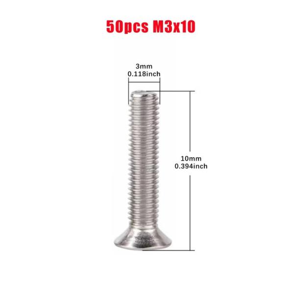50本セットM3 六爪トルクス フラット皿頭 スクリュー 304 A2-70 ステンレス鋼製 GB2673規格