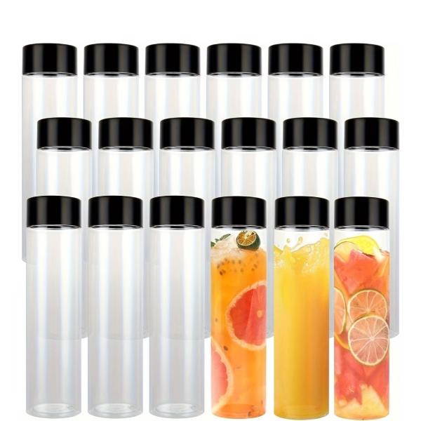 6個透明プラスチック感覚ボトル 黒蓋付き - 再利用可能、丸型ウォーターボトル 感覚遊び、教室アクティビティ、パーティーの飾り付けに、感覚遊び用品|透明デザイン|丈夫なプラスチック
