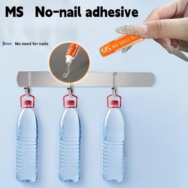 6ml/12mlネイルフリー接着剤、補助テープ付き、小型チューブ包装、金属素材に最適、浴室・キッチン用フックや棚に最適、耐久性があり使いやすい