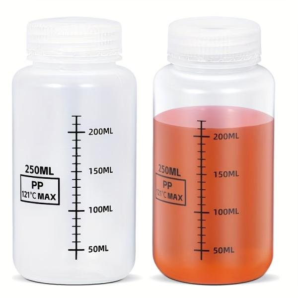 2個セット8Oz/250ml 広口プラスチックボトル 密閉蓋付き ポリプロピレン製容器 レアゲント液の保管に 水サンプルラボ用