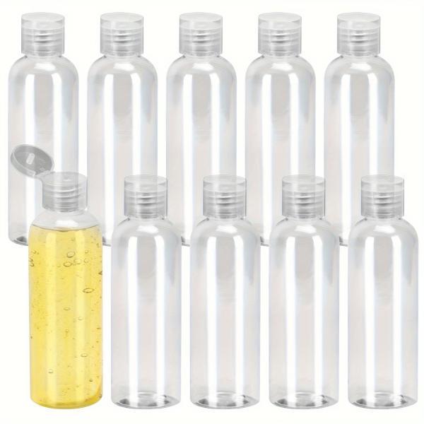 10個セット3.4オンス/100ミリリットル 透明プラスチック ボトル フリップキャップ付き - 詰め替え可能、スクイーズ可能な容器 シャンプー、ローション、洗面用品用 - 丈夫、漏れ防止、無香料、飛行機や車での旅行に最適