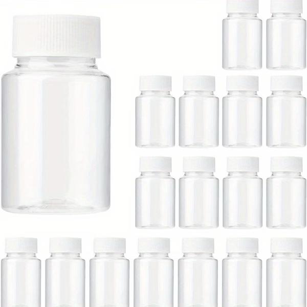 50ml/100ml 詰め替え可能密封ボトル、試薬保存容器、プラスチックスクリューキャップ付き広口瓶、錠剤用ボトル、化粧品包装ボトル、液体・固形物・粉末対応