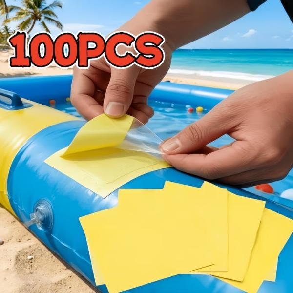 アウトドア用 空気入れ製品用パッチ 100枚セット、浮き輪 テント 寝袋用 防水パッチ 携帯用 透明パッチ、寝袋 アウトドア用 透明防水パッチ、携帯用パッチ