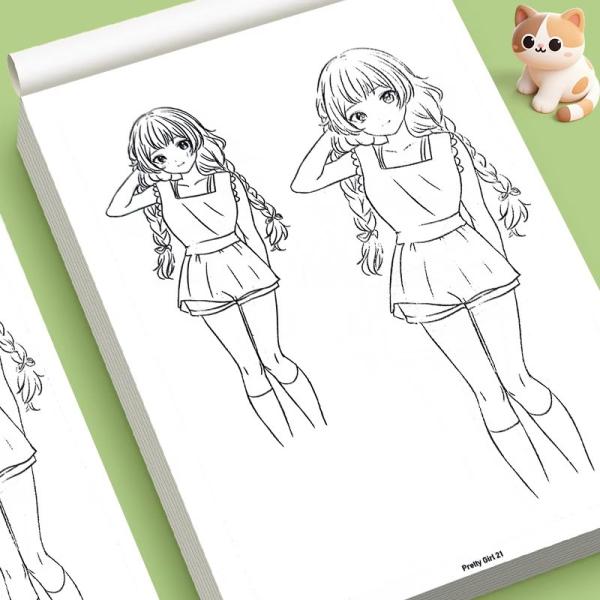 初心者向け アニメ少女のステップバイステップお絵描き帳：簡単ガイドでかわいい漫画キャラクターを描く方法 趣味、アーティスト、コミック愛好家向け - マンガアートスキル開発用練習ワークブック