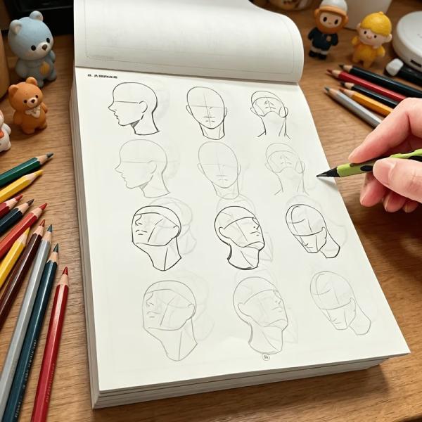 大人のための漫画描画コピー帳 72ページ：ステップ別キャラクター解剖学＆ダイナミックなポーズスケッチワークブック 初心者アーティスト、漫画家、趣味で描く人向け - 練習チュートリアル、ポーズ参考チャート、簡単なフォローアロングガイド