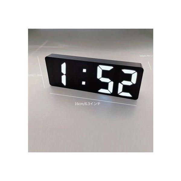 LED目覚まし時計 寝室用 電子卓上時計 温度表示付き 明るさ調節可能 12/24時間表示