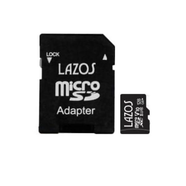 高耐久メモリーカードmicroSDXCカード 128GBブランド：LAZOS■対応規格Class10 / U3 / V10■転送速度読み：100MB/s書き：50MB/s■特徴-25〜85℃の動作温度、防水、耐静電気、耐衝撃などの多岐に渡る...