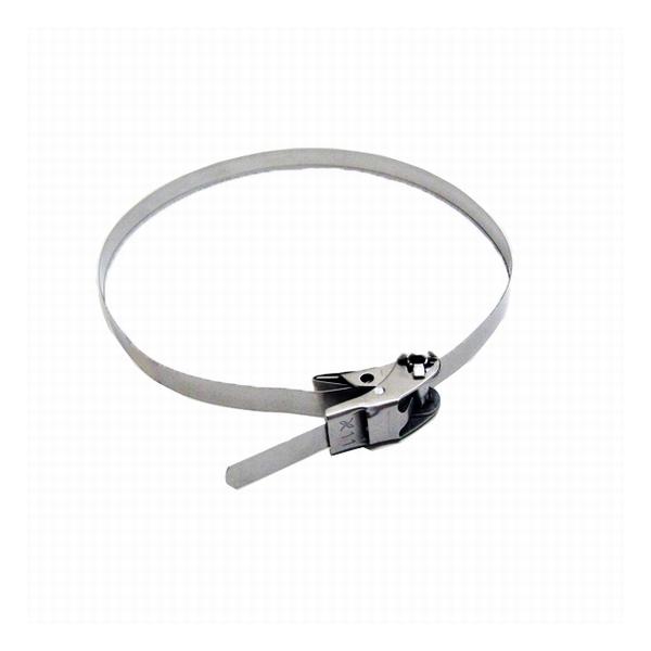 ハトワイヤーの標準ベースセットや、バードレスマットをパイプ状の場所に設置する際に推奨している金属バンドです。ラチェット方式で強力な締付け力が得られます。手でレバーを反復させるだけで十分に締め付けができ、作業性に優れています。（写真はステンレ...