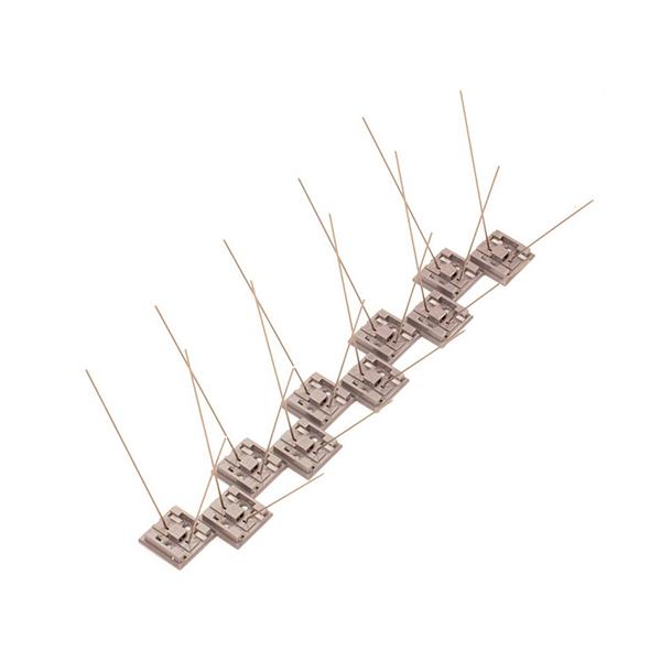 ハト・カラス・その他野鳥類の着地を防止します。ピンの先端は尖らない形状なので、鳥を傷つけることもありません。ピン部は「SUS304」。土台部は最高級樹脂「ポリカーボネート」を使用。劣化や悪環境にも強く、長期間ご利用いただける製品です。