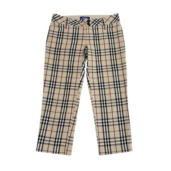 商品/バーバリーブルーレーベル BURBERRY BLUELABEL クロップドパンツ商品説明/アイコニックなノバチェック柄のクロップドパンツ。ストレッチ性のあるコットン素材です。後ろ側にはワンポイント刺繍の入ったフラップポケット付き。XS...
