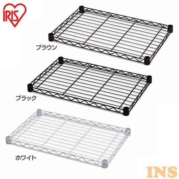 ■商品サイズ(cm)幅約55×奥行約35×高さ約3.4■質量約1.217kg■主要材質棚板：スチール(粉体塗装)固定部品：ABS樹脂■耐荷重棚板1枚あたり：約50kg■カラーメタルラックポール直径19mm対応■カラーホワイト、ブラック、ブラ...