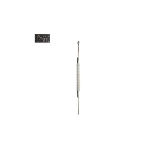 先端が円盤状になった耳かきと、通常のヘラになっている耳かきの2WAYタイプ。ヘラの耳かきは大きめで、加工は熟練の職人によりバリの表面処理等がされています。円盤状の耳かきは360度方向を気にせず、耳壁にそっと当てて掻き出すだけで汚れを掻き出す...