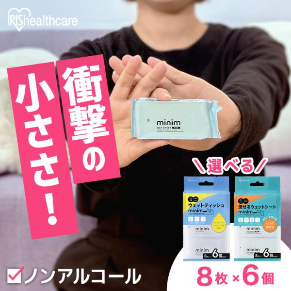 （検索用：ウエットティッシュ ノンアルコール トイレに流せる シート おしりふき ミニサイズ minim ミニム ミニ 持ち運び 携帯 ポケット 大人 子供 ポーチ アルコールフリー ヒアルロン酸配合 4967576702201）