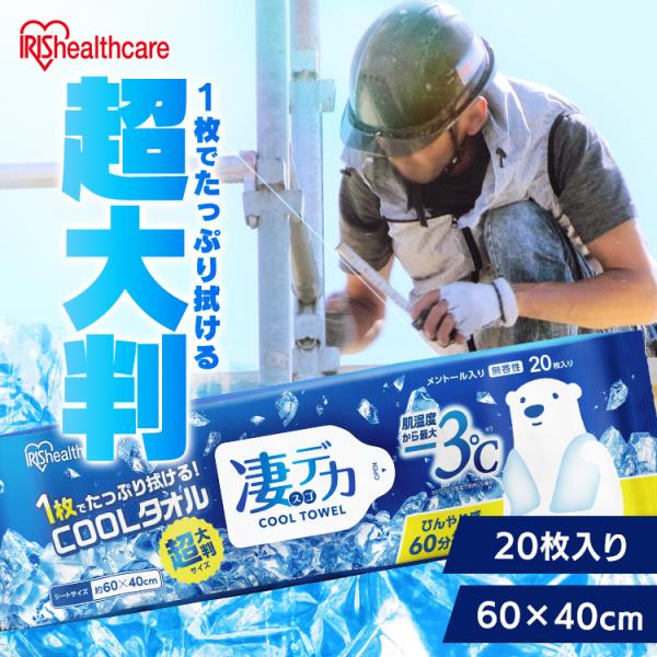 （検索用：ウェットタオル 大判 体拭きシート 汗拭きシート 無香性 冷たい メントール 冷感 冷却 使い捨て 制汗シート 暑さ対策 スポーツ アウトドア キャンプ イベント 運動後 春 夏 秋 20枚入り 4967576704717）■翌日...