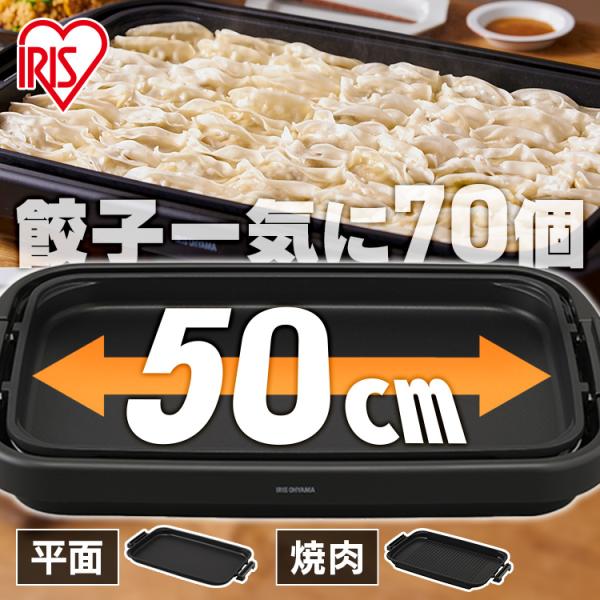 ■電源AC 100V（50／60Hz共用）■消費電力1350W■コード長さ約2.5m■製品寸法（cm）幅約60×奥行約38×高さ約17■製品質量約6.5kg■プレート内寸サイズ（cm）平面プレート、焼肉プレート：幅約50×奥行約32■付属品...