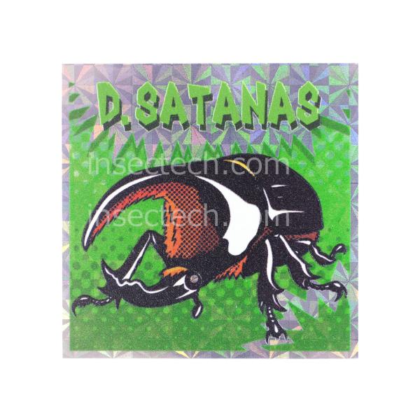 【クリックポスト発送対象商品】【駄画紙屋むしーる】サタンオオカブトDynastes satanas背景やイラスト一部がキラキラするフォログラム印刷※裏面に「解説とイラスト」有りお手元に届いてからのお楽しみ♪大きさ 縦×横：約48×48mm広...