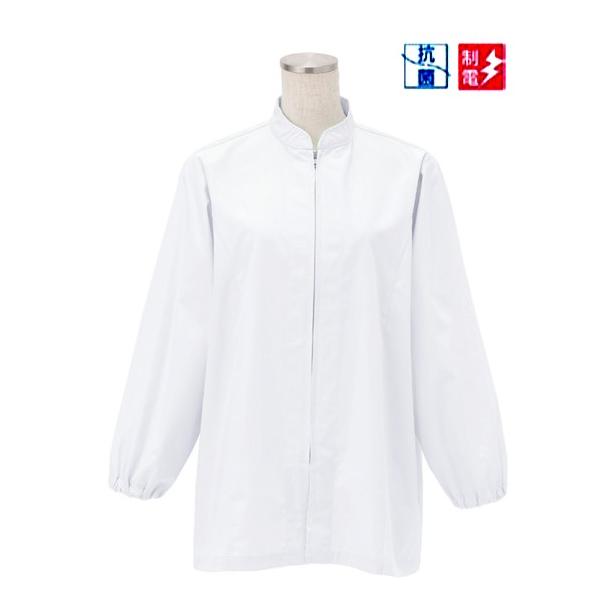 ■カラー：(1)ホワイト (2)サックス (3)グリ−ン■ポケット無し・袖口ゴム入■ポリエステル65%　綿35%　タッサー送料全国1500円（沖縄・離島を除く）5万円以上送料無料。