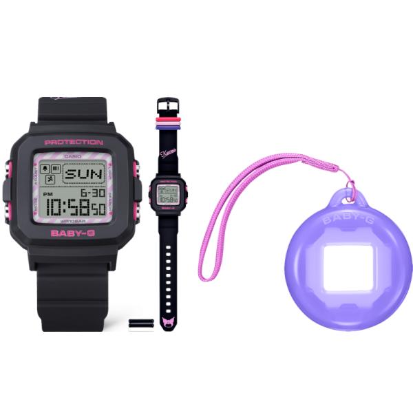 BABY-G 30周年を記念して、BABY-Gアンバサダーに就任したクロミとBABY-G＋PLUSとのスペシャルコラボレーションモデルです。スクエアベゼルのデジタルウオッチとストラップ付専用ホルダーがセットになったモデルで、ユニークなチャー...