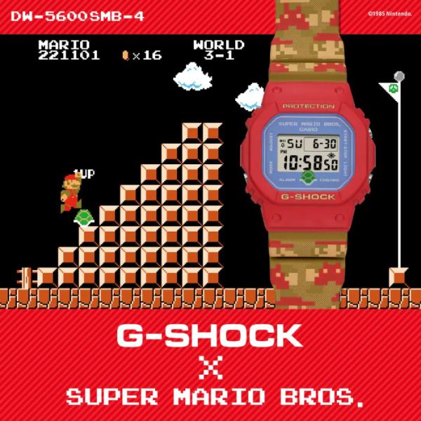 G-SHOCKと「スーパーマリオブラザーズ」が「何度でも挑戦する無限1UPマリオ＝無敵／諦めない挑戦を続けるG-SHOCK」をテーマにしたモデルです。マリオが挑戦し続けるゲームの世界を時計全体に施しました。マリオをイメージしたレッドを基調と...