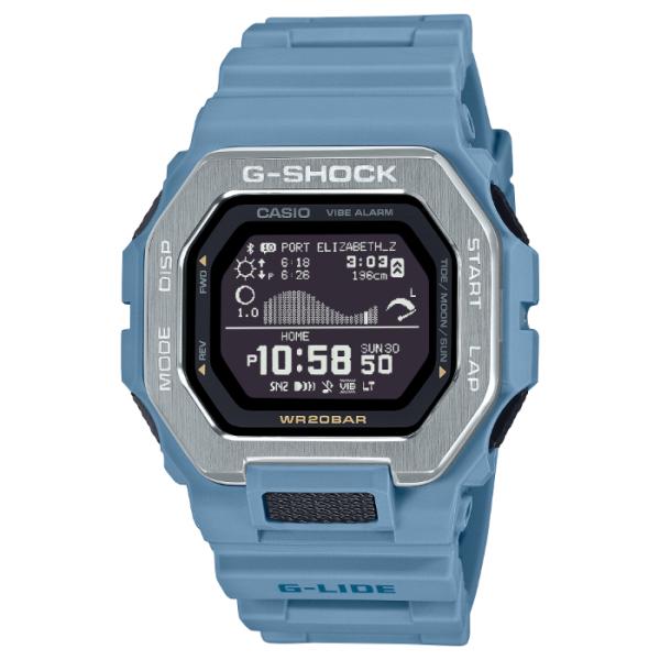 世界のトップサーファーから支持を受けるG-SHOCKのスポーツラインG-LIDE。スマートフォン連携機能を搭載したGBX-100のビーチの自然をイメージしたカラーです。このモデルは潮汐情報や日の出/日の入時間を、専用アプリ内の世界約3300...