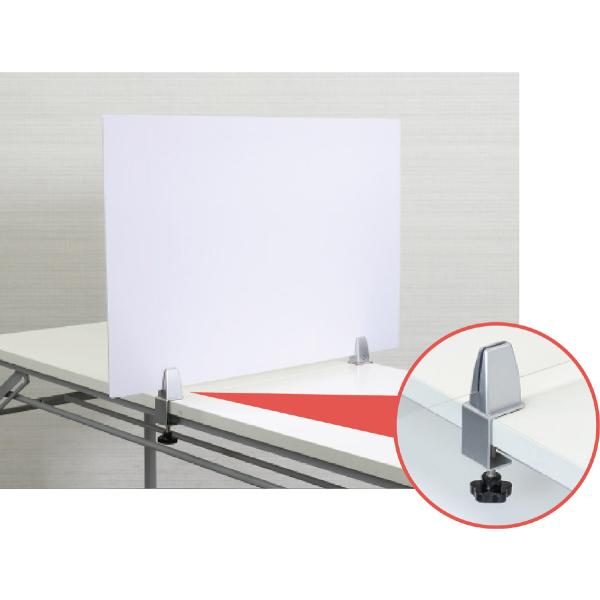 メーカー直送のため代引きでの決済は不可となります。銀行振り込み・コンビニ・クレジット・後払い決済でご購入下さい。クランプ式パネルパーテーションセット 小 ホワイトオフィスや飲食店のカウンターテーブルに最適な机に固定できるクランプとパネルパー...