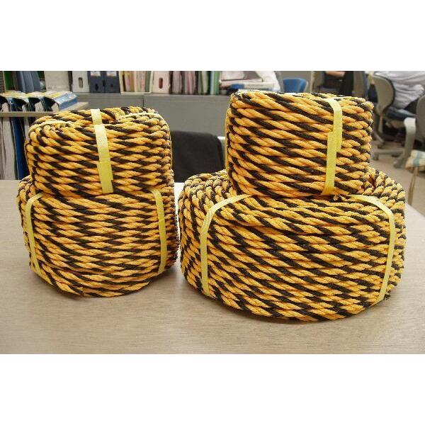 メーカー直送のため代引きでの決済は不可となります。銀行振り込み・コンビニ・クレジット・後払い決済でご購入下さい。標識ロープ φ9  x  100m 黄ｘ黒 【5巻入り】≪用途≫・工場、駐車場などの区分け・立入禁止場所など≪特長≫・工事現場な...