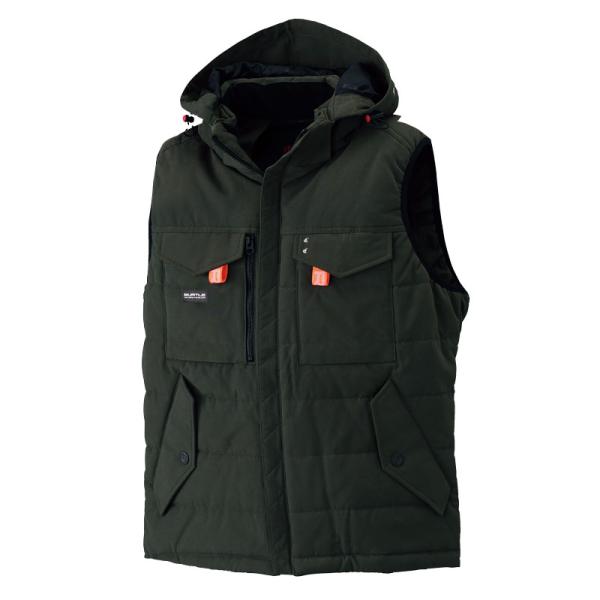 フルハーネス対応で機能充実！ミリタリールックスの防寒ベストPAコーティングによるPAコーティングによる防風性能！サイズ（実寸サイズ（cm））：胸囲128／肩幅48／着丈73［材質］表地／綿、ポリエステル　裏地／ポリエステル　中綿／ポリエステ...