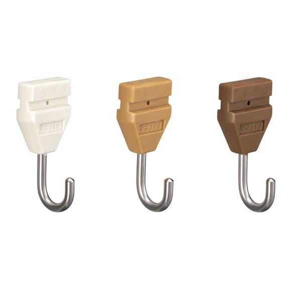 【ピクチャーレール用フック　タチカワブラインド製】　住宅・店舗などにおすすめの軽量用・正面付け・後付け用ピクチャーレールＶＰ−１用部品。◆タイプ：天井付け用◆安全荷重：8キロ◆ポイント：フックを後入れする場合は、キャップを外してから入れてく...