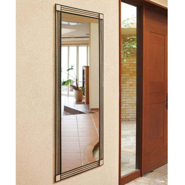 上質なヨーロピアンテイストを折り込んだウォールミラー！【サイズ】■本体：W550×D10×H1400mm■鏡部：W425×H1280mm【材質】■スチール（ブラック）■天然石（マクタンストーン）【備考】■重量：14kg■構造：完成品【納期】...