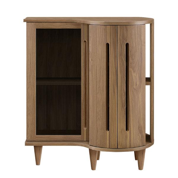 円柱をモチーフにした個性的なデザインのキャビネット！【サイズ】■W750×D420×H895mm【材質】■天板・側板：ウォールナット突板■前板：アルダー材【備考】■生産国：日本■構造：完成品（脚取付け）【ホルムアルデヒド規制対応】■塗料：F...